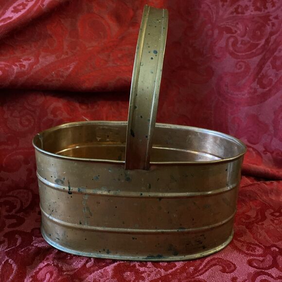 Handmade | Accents | Vintage Solid Copper Small Bucket Basket Oval ...